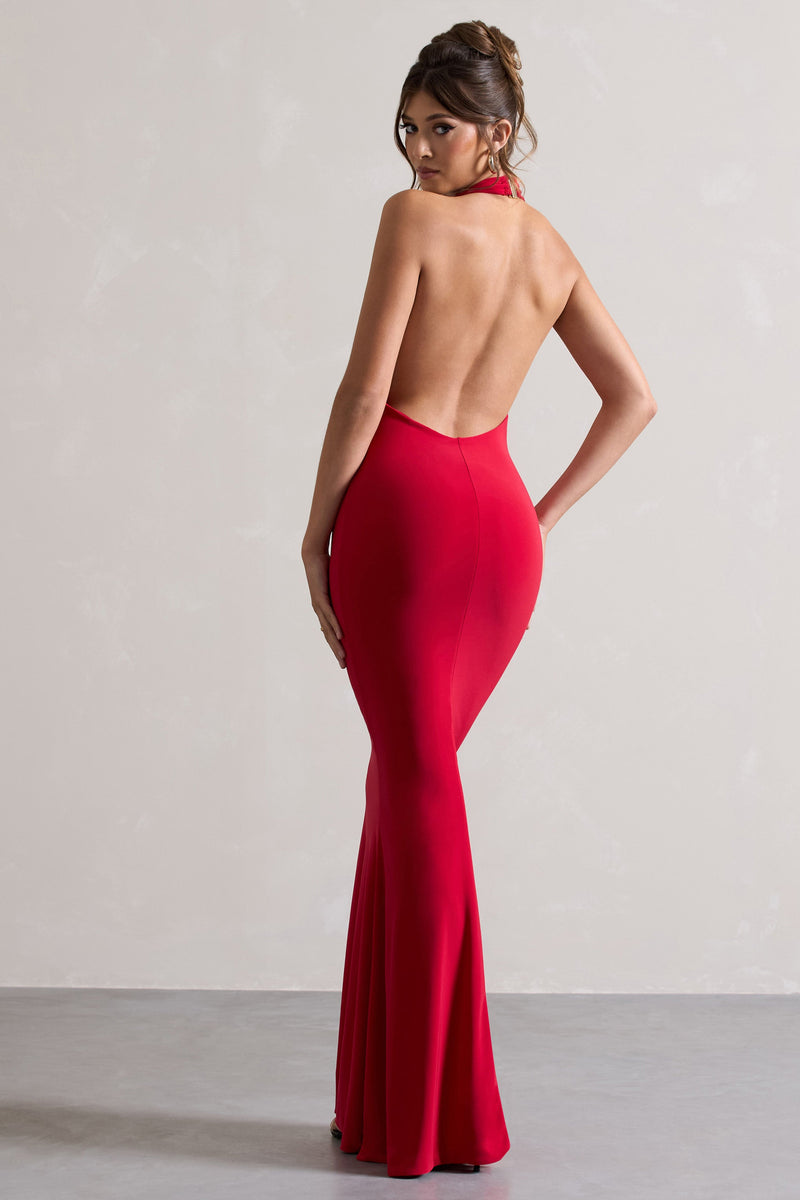 Milani Red Backless Cowl Neck Fishtail Maxi Dress – Club L London - AUS