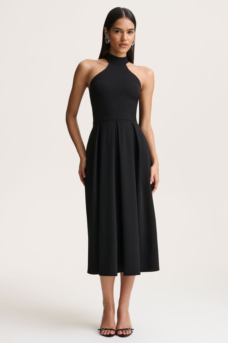 Rhode Black Halter-Neck Midi Dress – Club L London - AUS