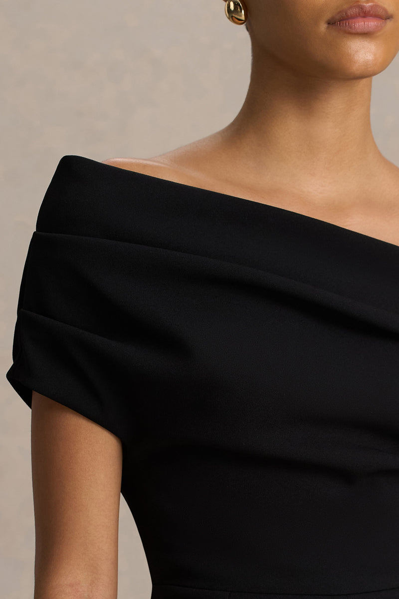 Alexandra Black Asymmetric-Neck Draped Jumpsuit – Club L London - AUS